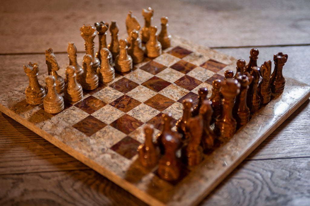 Brown Tan Marble Chess Set